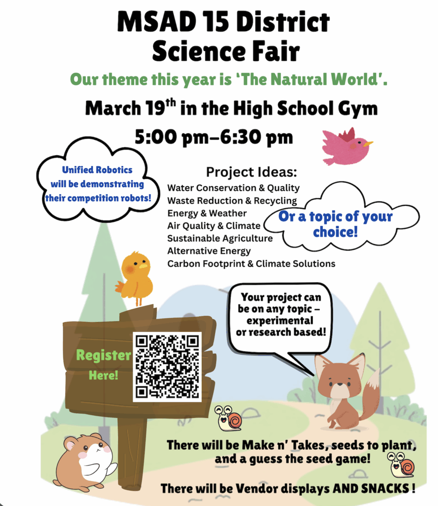 The District-Wide Science Fair: March 19th at GNG High School – MSAD15